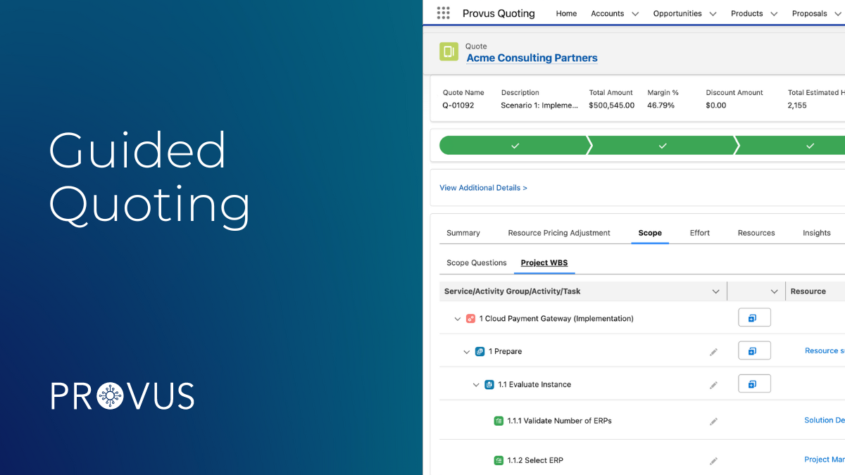 Guided Quoting Features | Provus